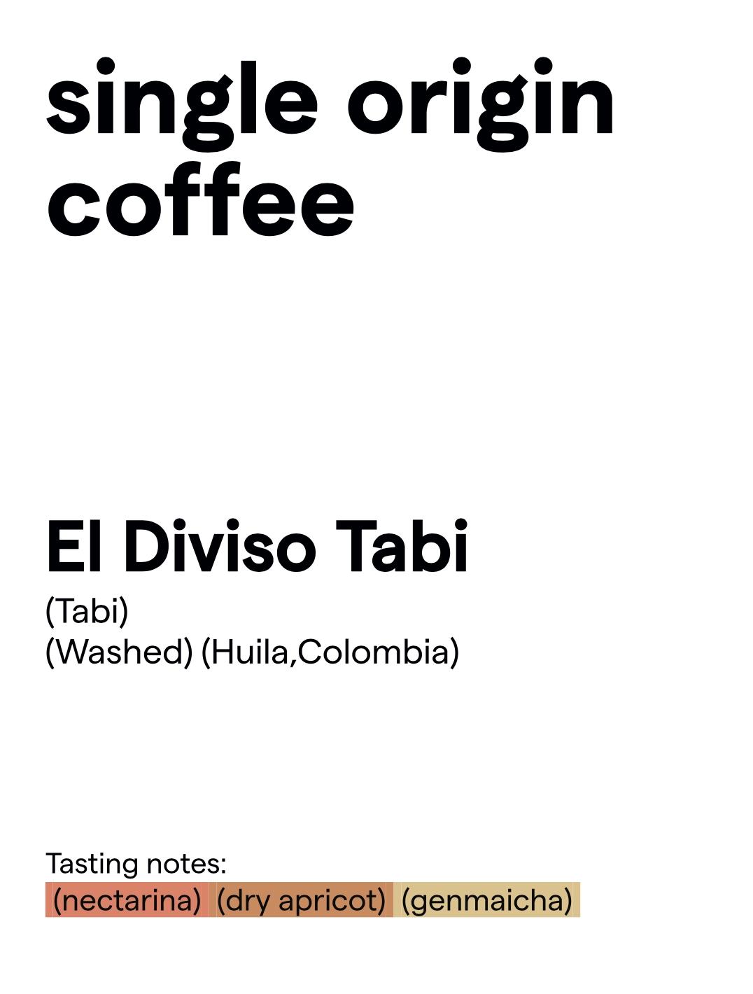 Colombia El Diviso Tabi Washed - specialty coffee beans | TheBeanGeek